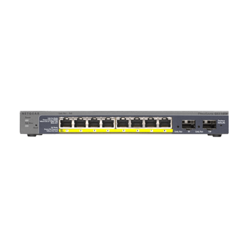 10-Port Gigabit Ethernet Smart Switch with 8 PoE Ports and 2 Dedicated ...
