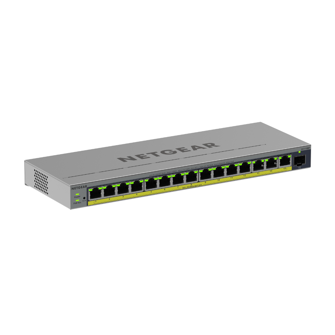 Netgear 16-Port POE+ Gigabit Ethernet Easy Smart Switch with 1 SFP port ...